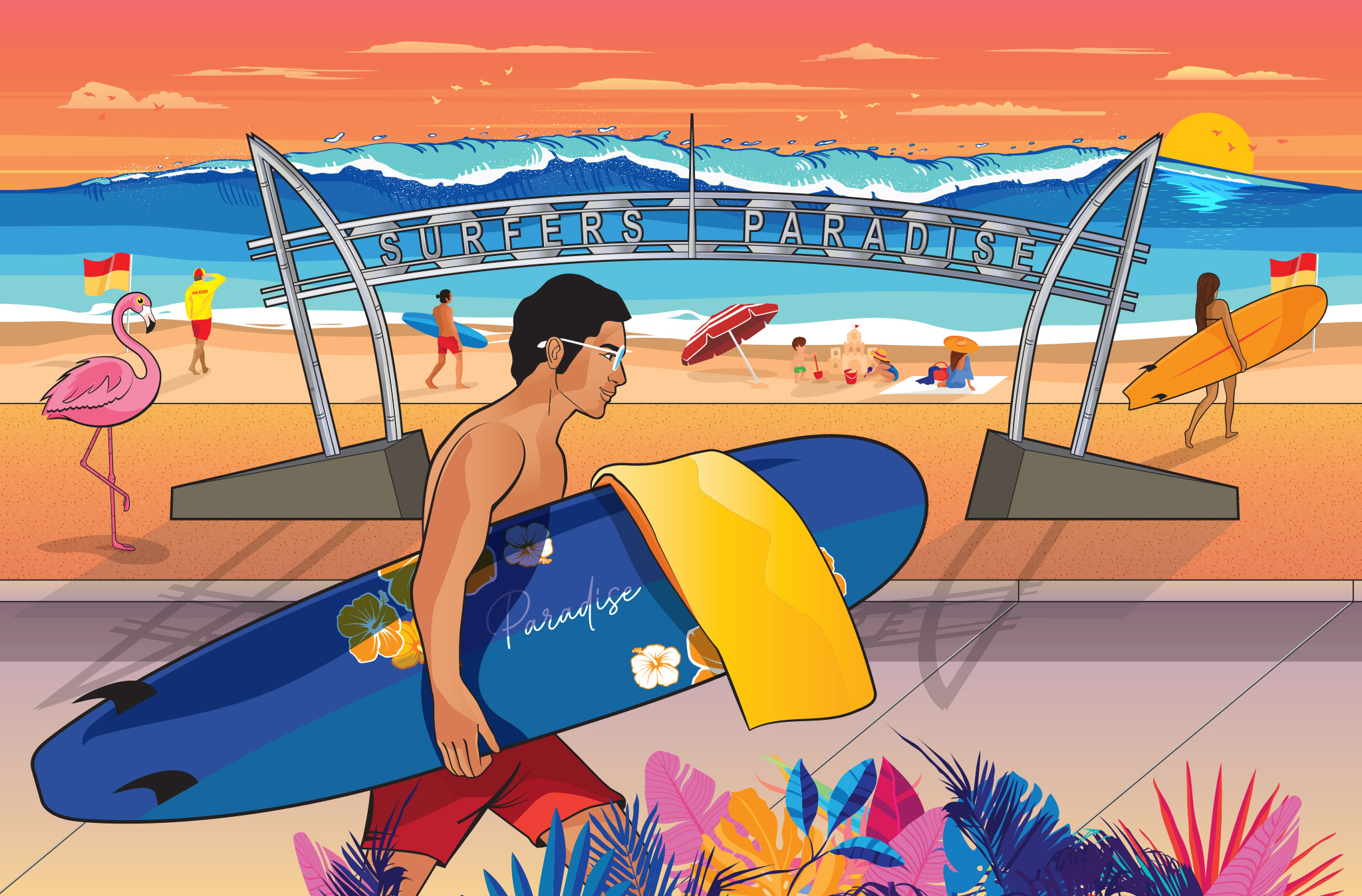 Paradise Centre Surfers Paradise | Illustration Mural - Allan Chan Creative